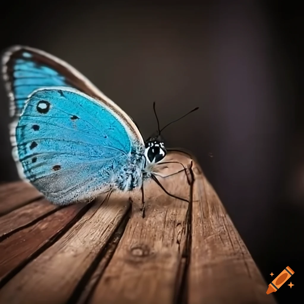 Blue butterfly facing the camera on Craiyon
