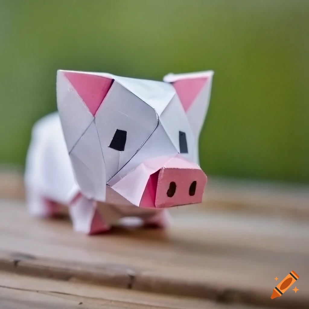 Kawaii pig origami papercraft figure on Craiyon
