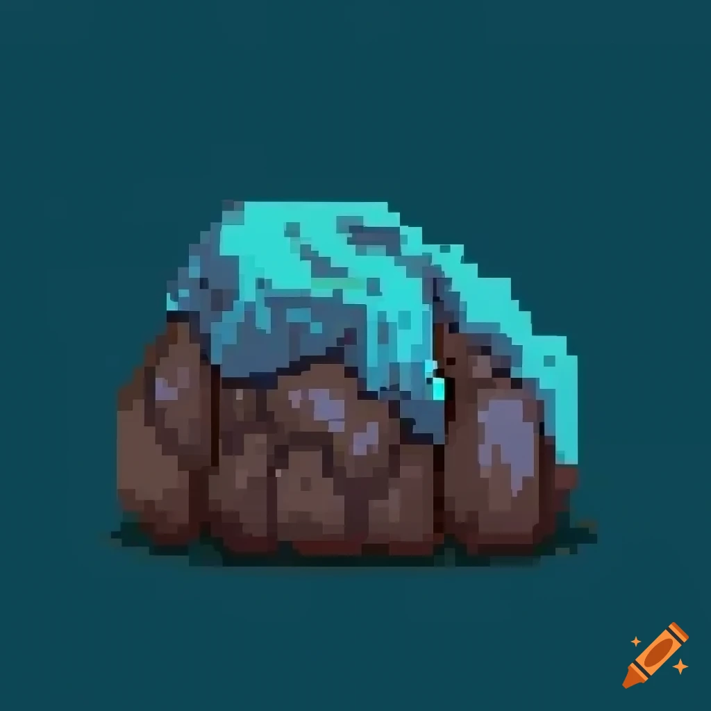 Detailed pixel art of a boulder on Craiyon