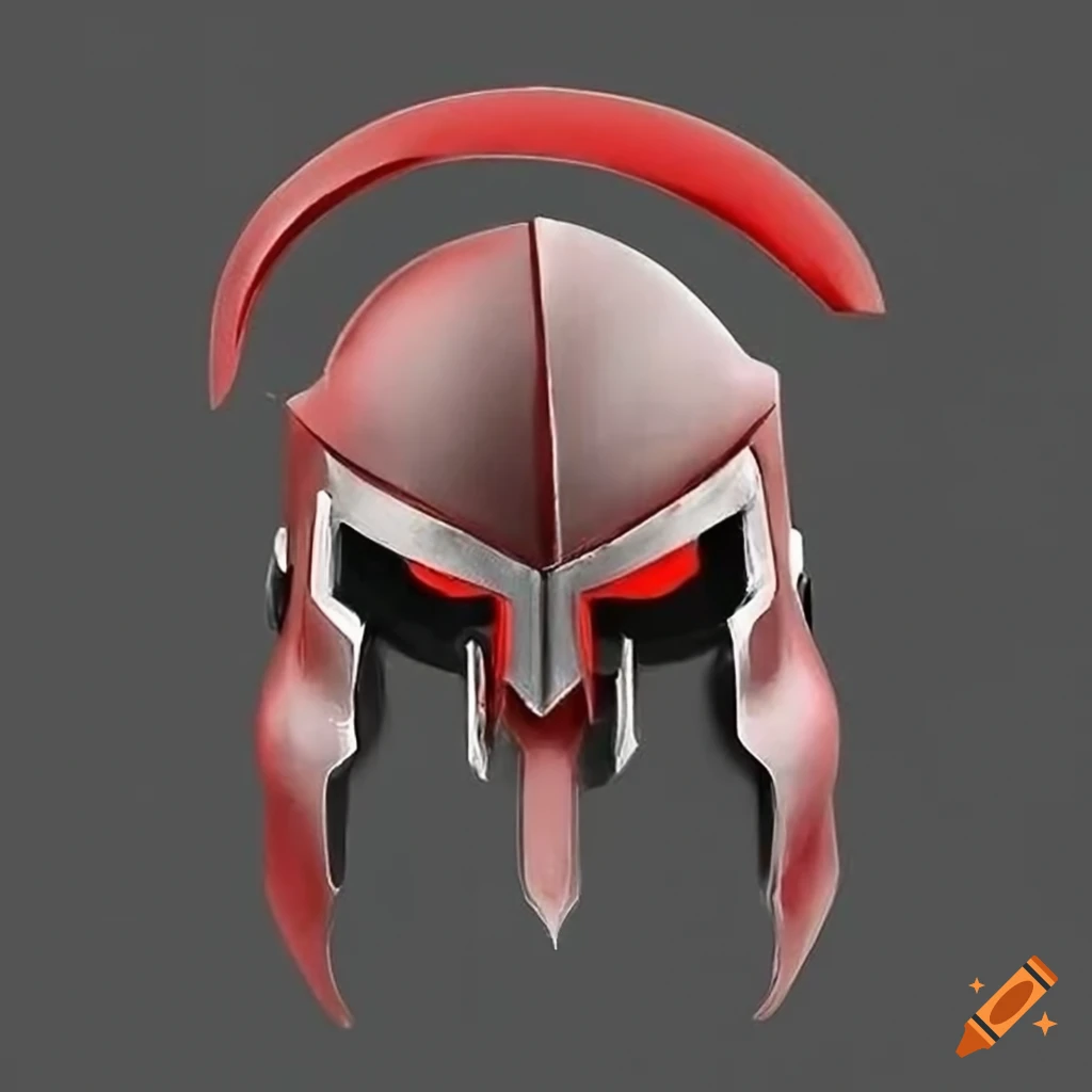 Spartan helmet with red eyes on Craiyon