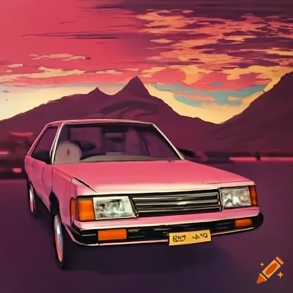 Vintage japanese anime style advertisement with a 1980s toyota camry on ...