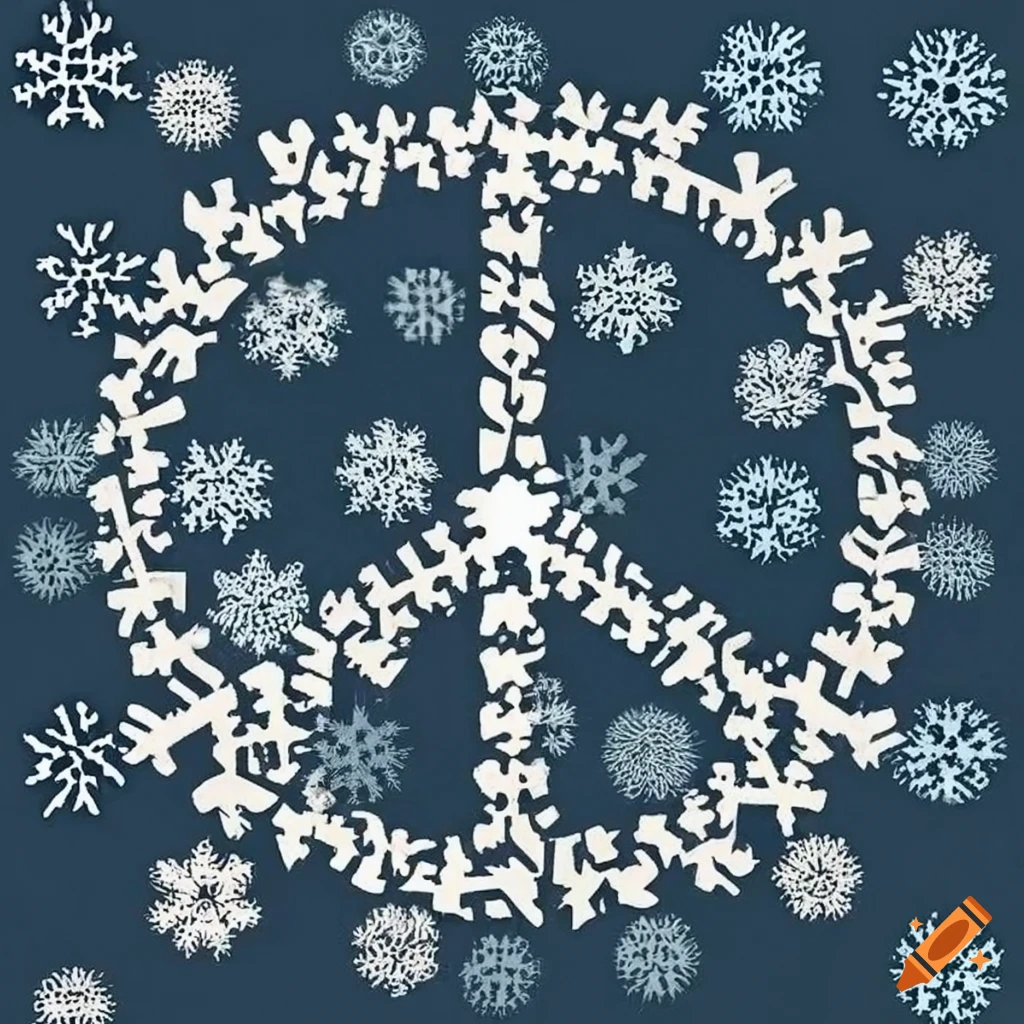 Peace symbol with snowflakes on Craiyon
