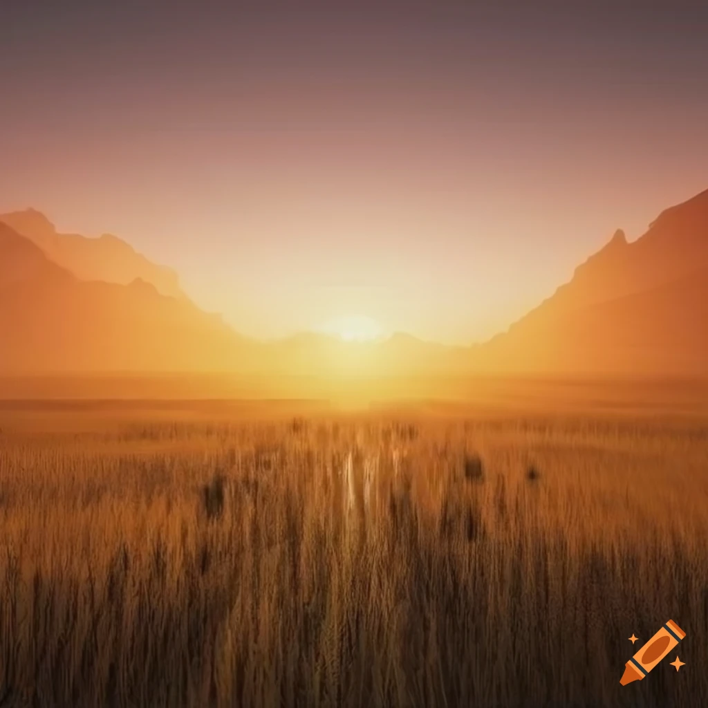 Panoramic view of a vast open field, meticulously crafted through a ...