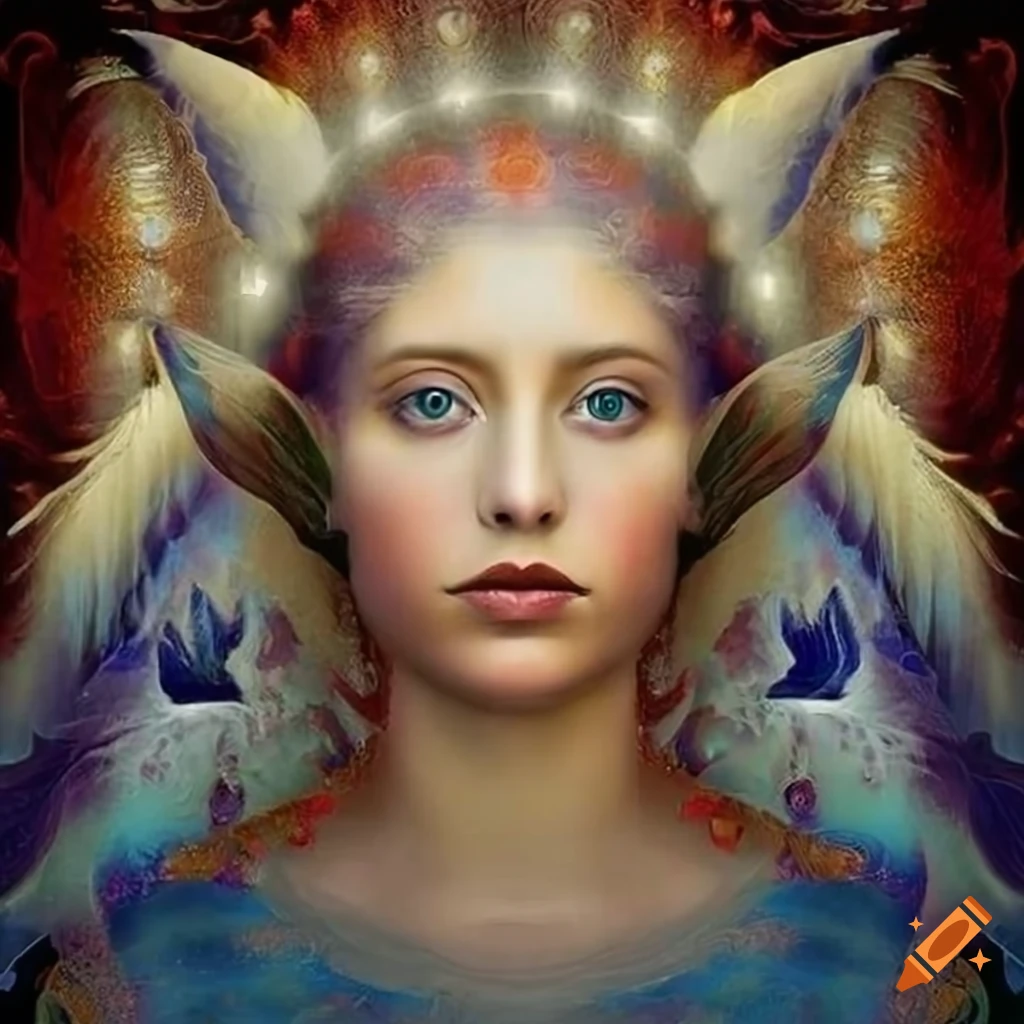 Hyperrealistic digital artwork featuring a fairy goddess with ...