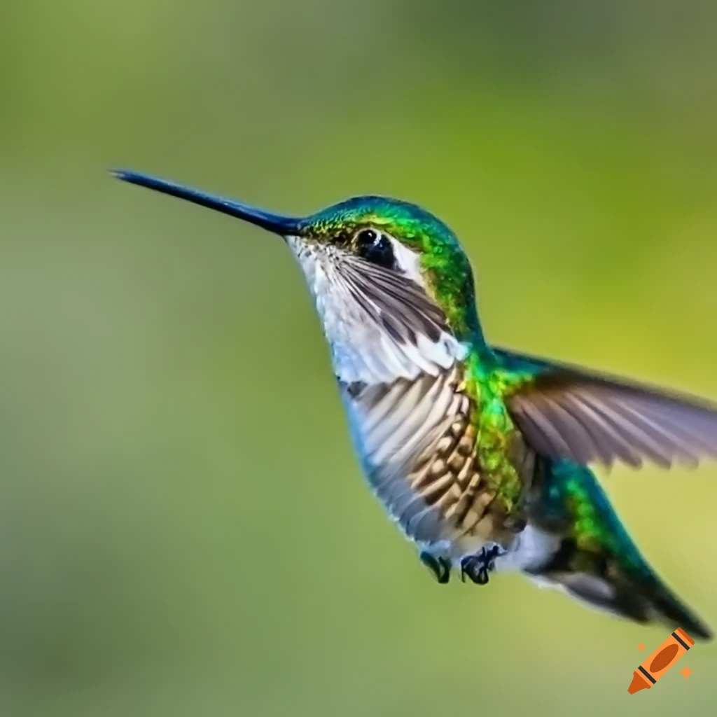 Hummingbird in high definition photo with light reflections on Craiyon