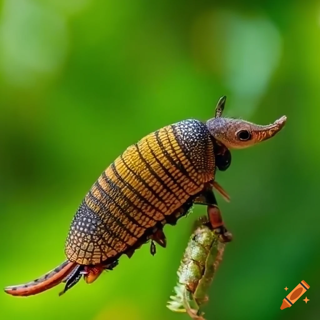 Colorful armadillo-beetle hybrid in full body view on Craiyon