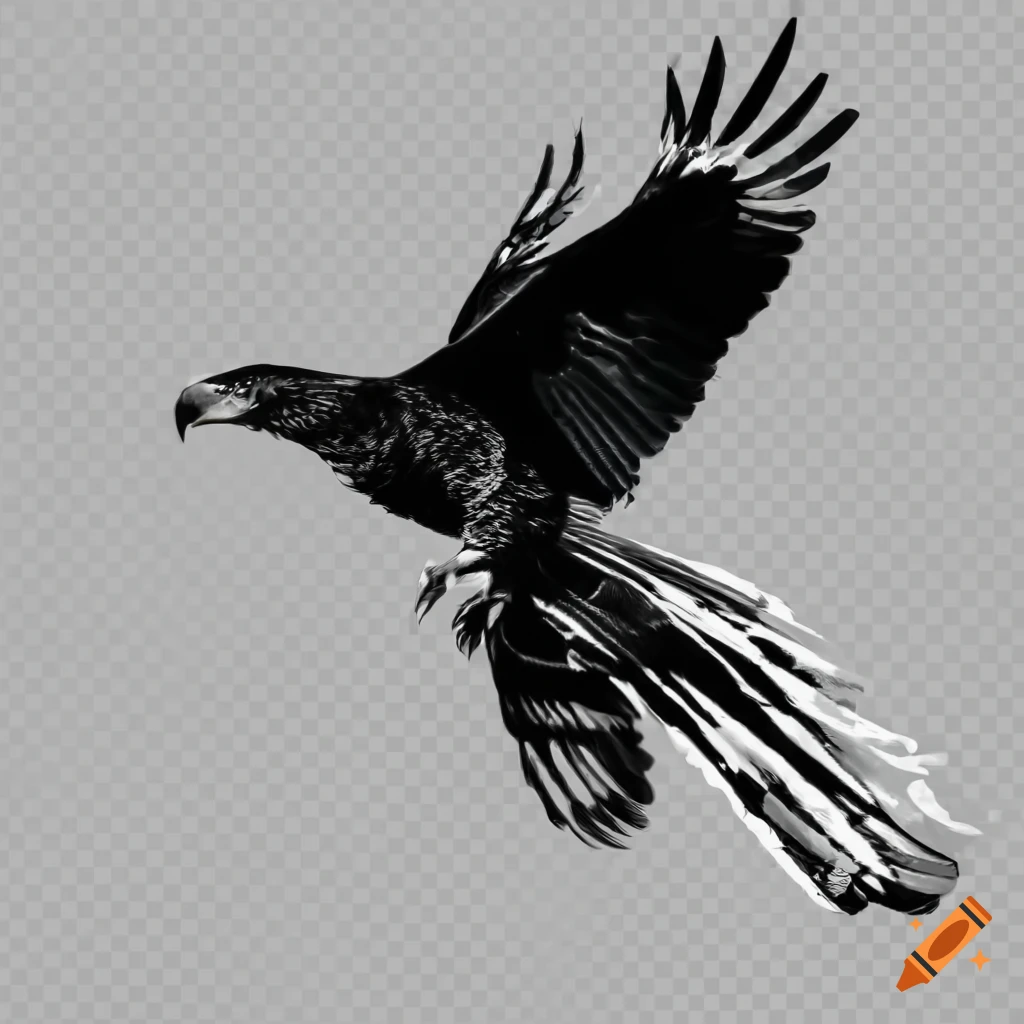 Black hawk in flight on transparent background on Craiyon