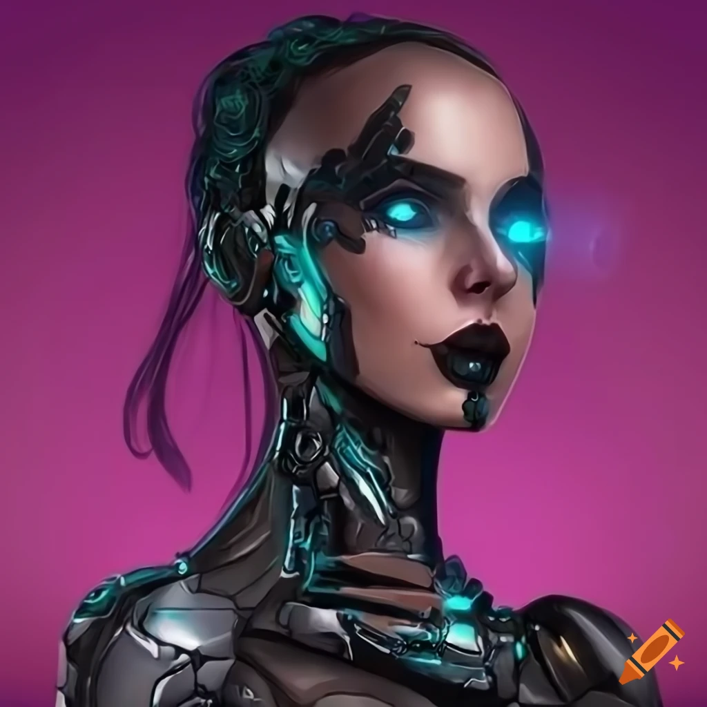 Female cyborg in digital art on Craiyon