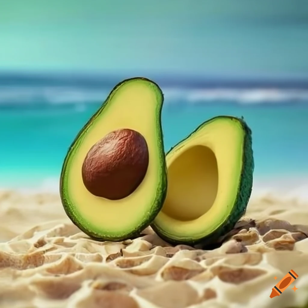 Avocado on the beach on Craiyon