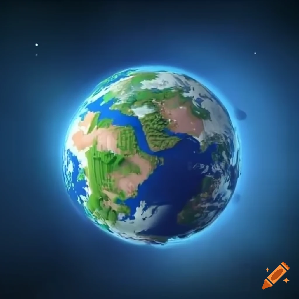 Minecraft server image cover of a square-looking earth on Craiyon