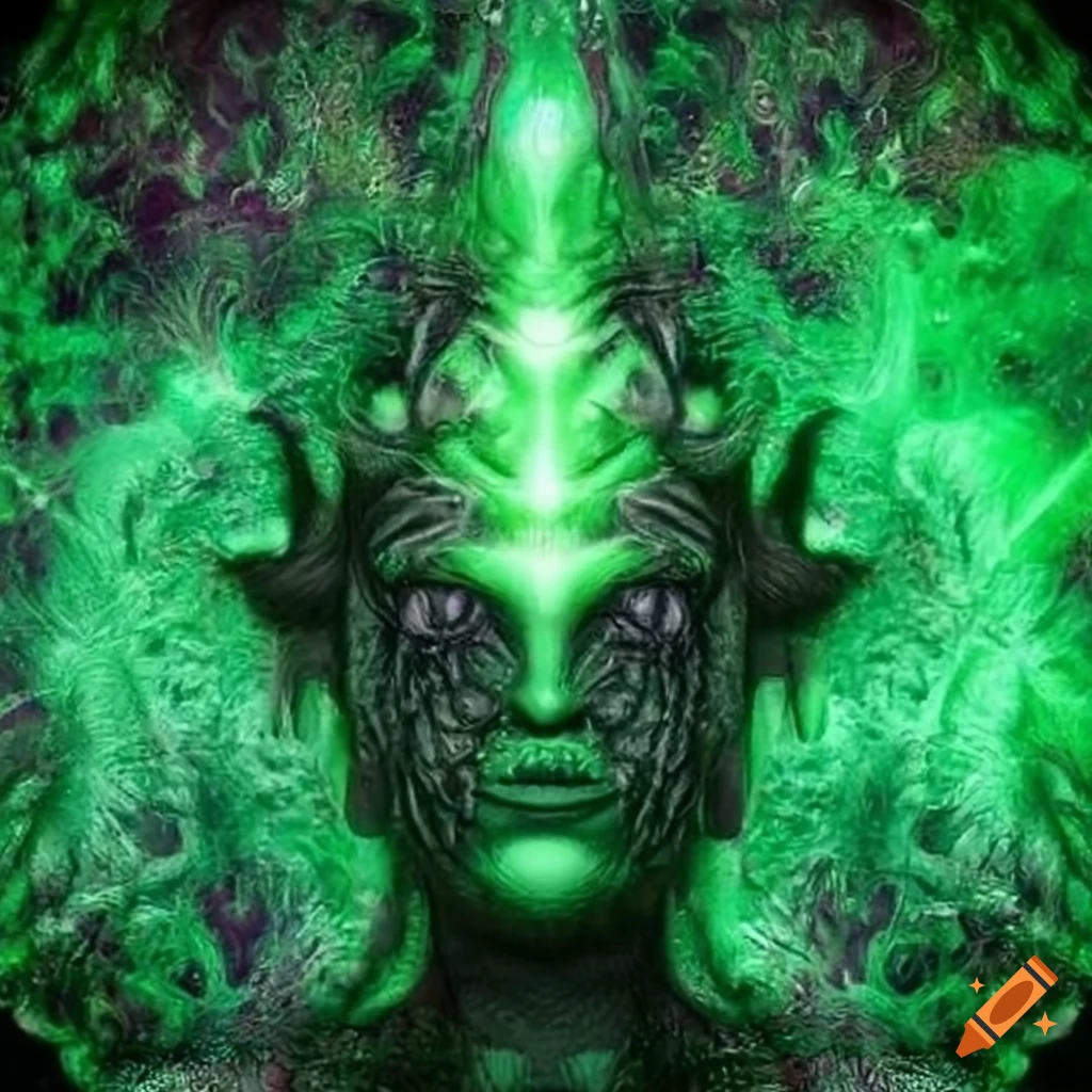 Chaos god of green consciousness ninja punk on Craiyon