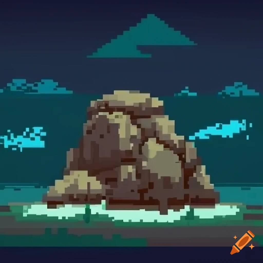 Detailed pixel art of a boulder on Craiyon