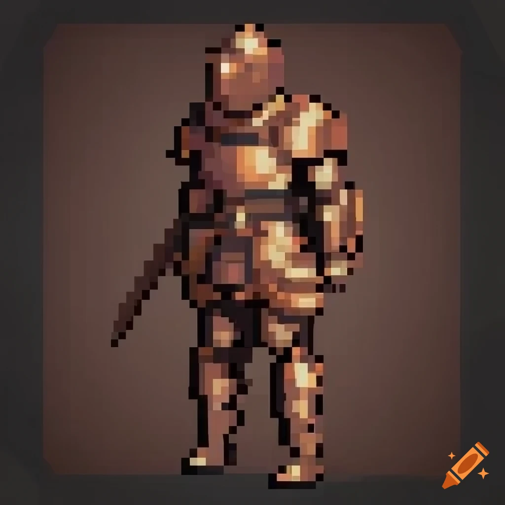 Pixel art of leather armor in isometric view on Craiyon