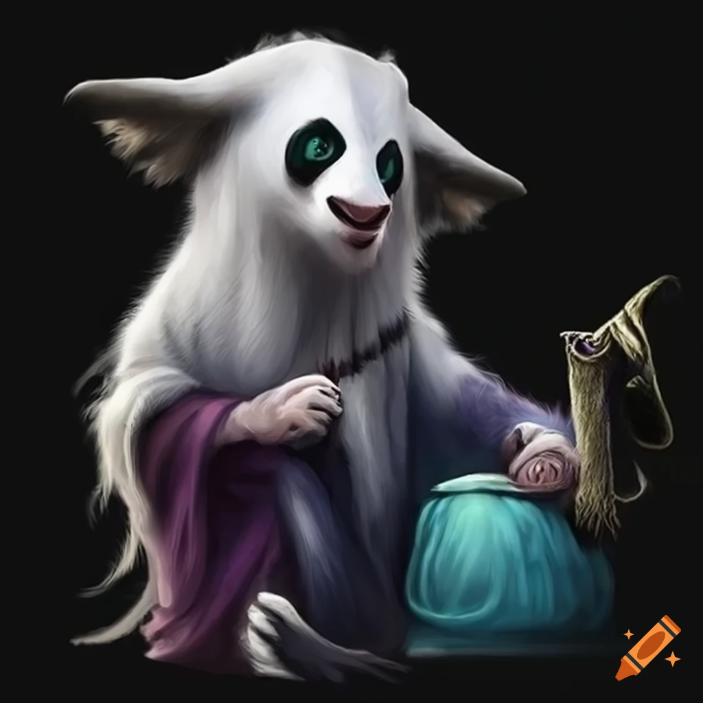 Hybrid creature half panda half cow in wizard robe and hat on Craiyon