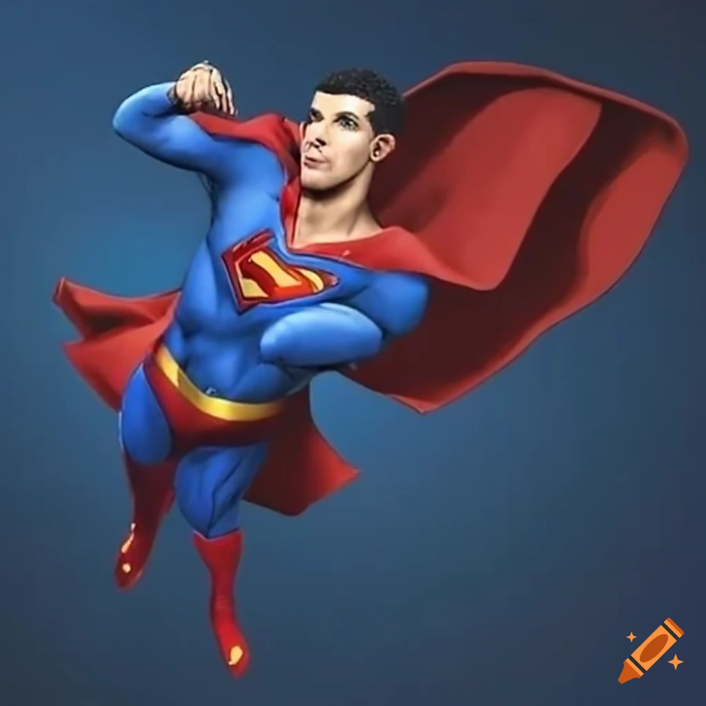 Drake flying like superman on Craiyon