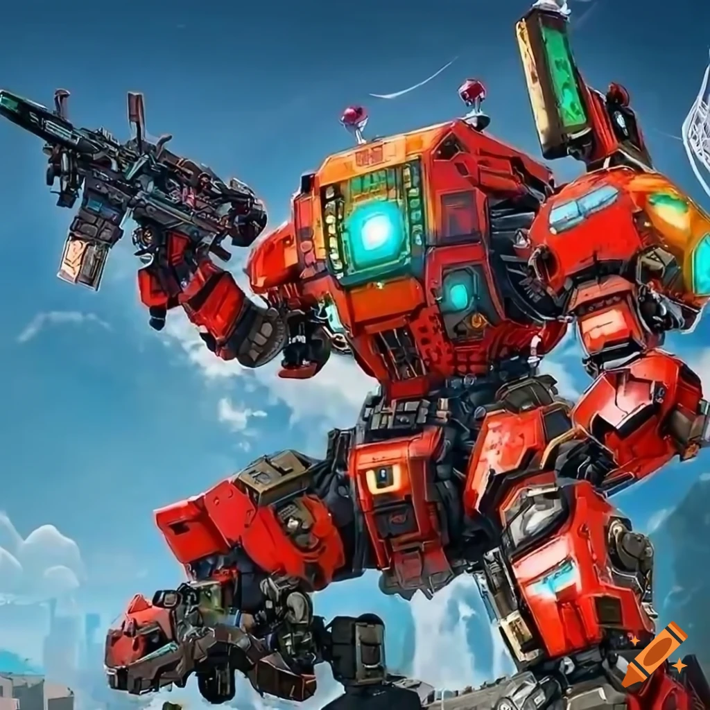 Colorful mecha in art nouveau and anime style inspired by titanfall on ...