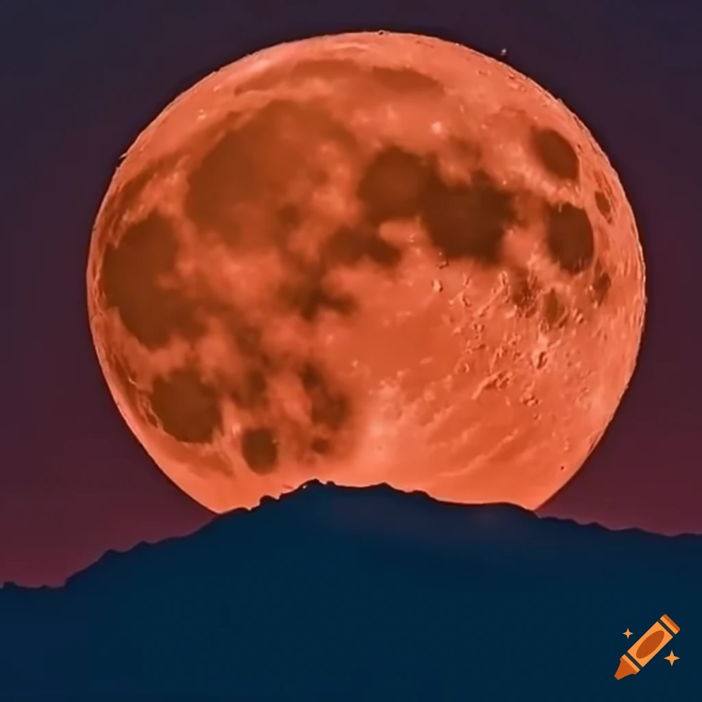 Full red moon illuminating the night sky on Craiyon