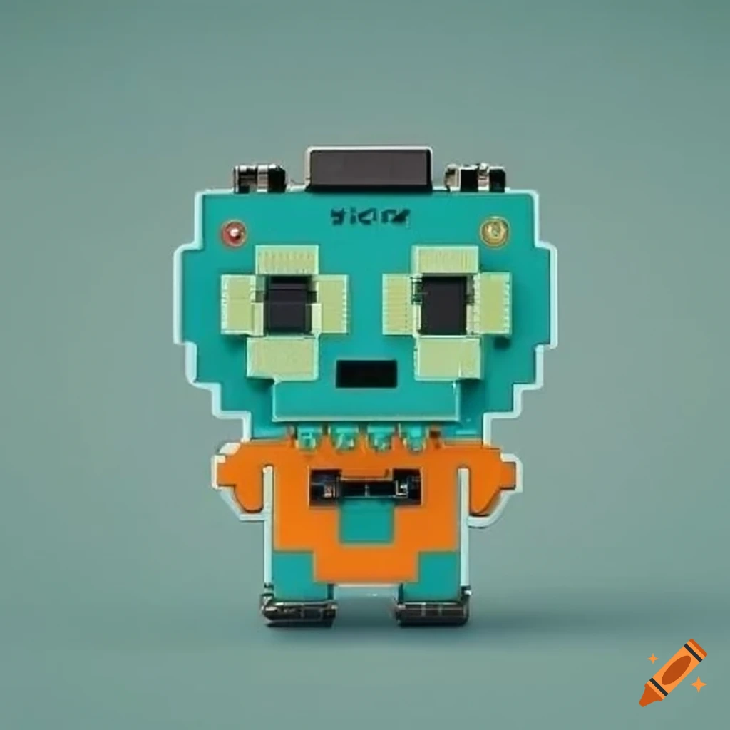 Cute anthropomorphic raspberry pi zero controlling a generator in 8bit ...