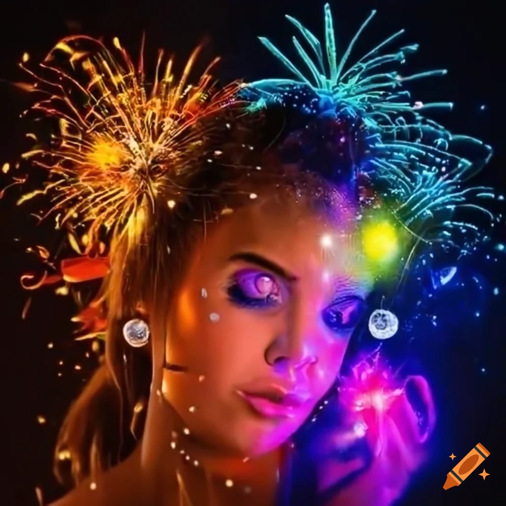 Colorful and vibrant brain party for the new year on Craiyon