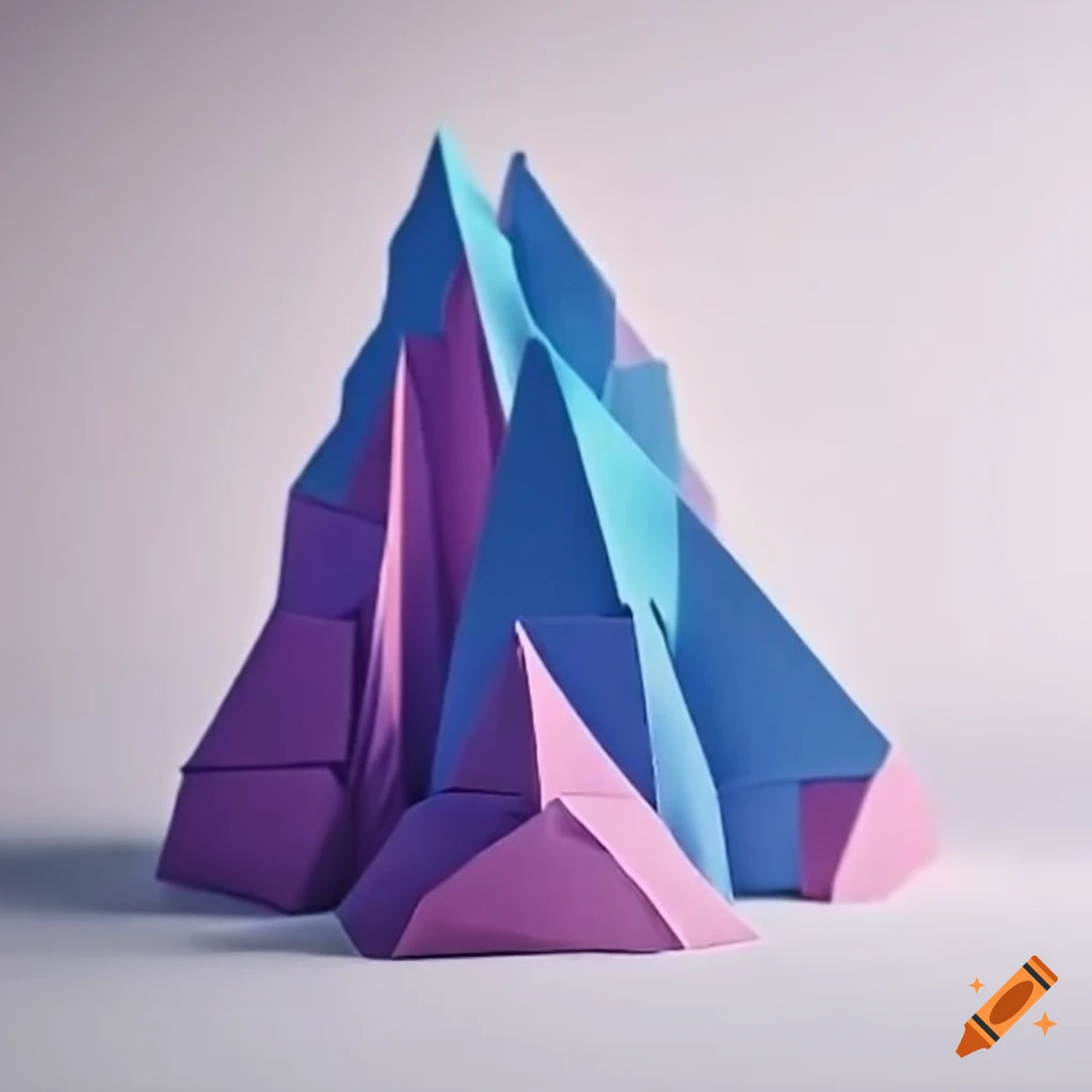 Origami paper folds creating mountains and valleys on Craiyon