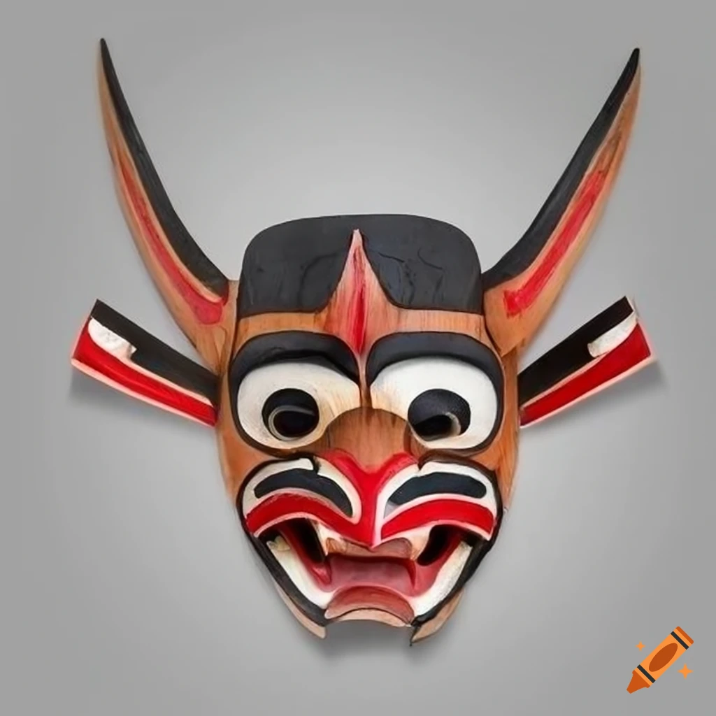 Haida first nation wooden dragon mask on Craiyon