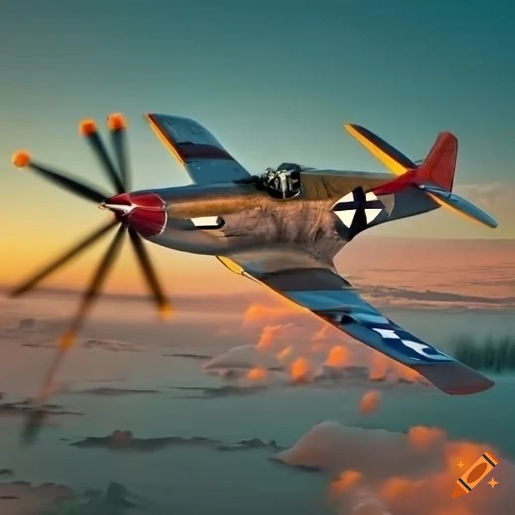 T-rex flying a p-51 vintage aircraft in a stunning landscape on Craiyon