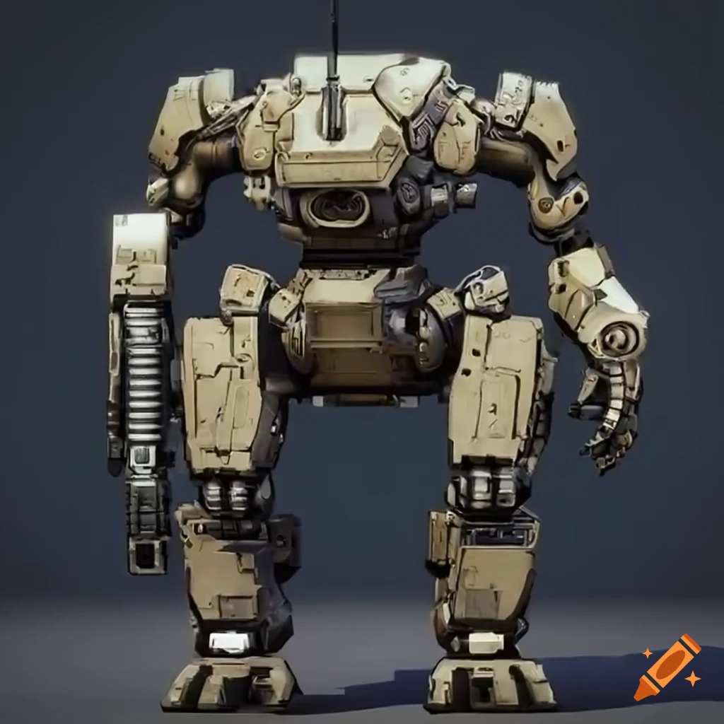 Mech battle suit with futuristic rifle on Craiyon