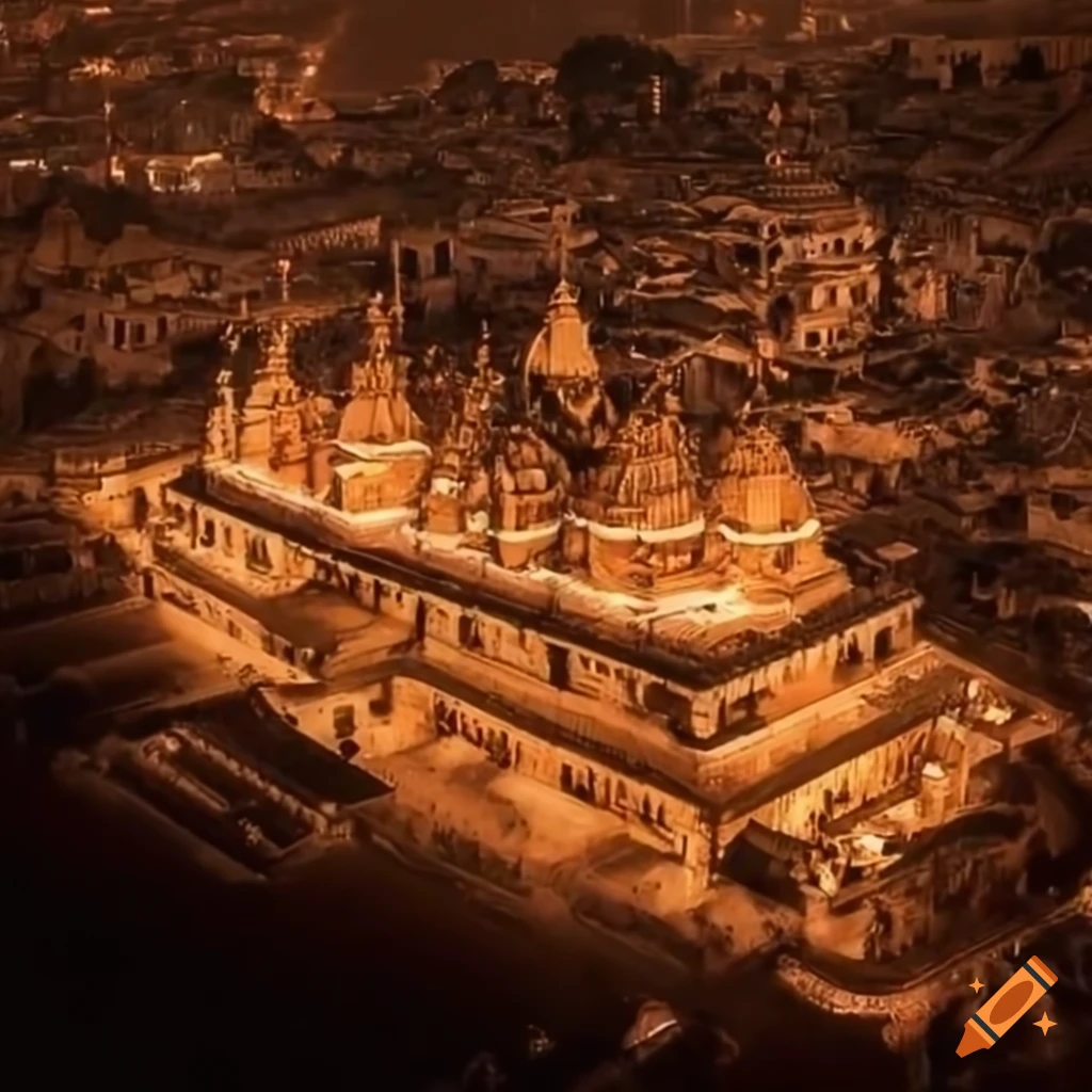 Aerial view of ayodhya, india in 4k resolution on Craiyon
