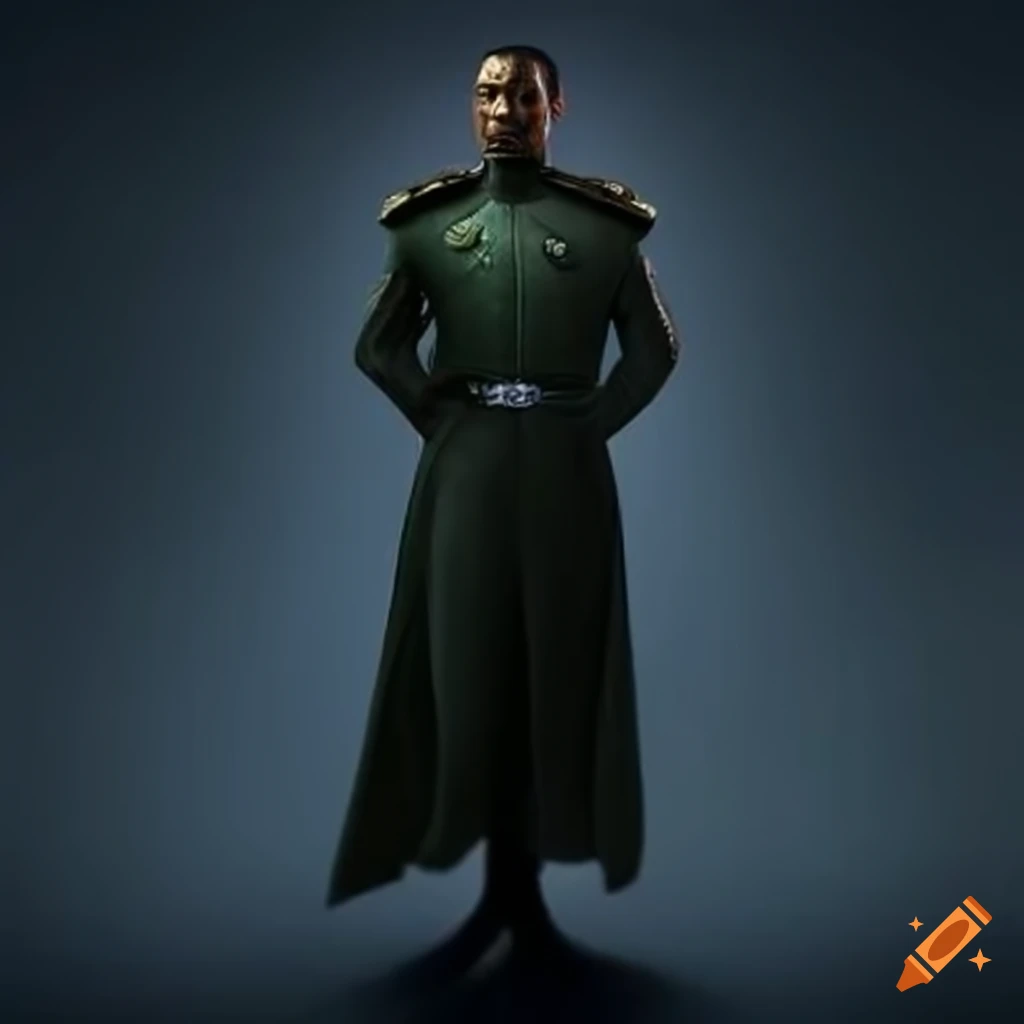 Imperial officer from star wars adorned in gold, full body character ...