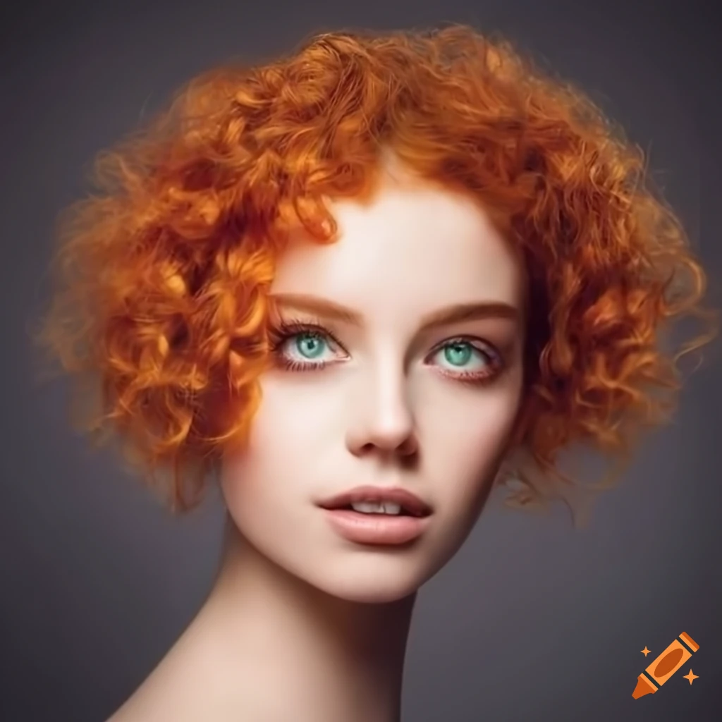 Gorgeous young woman with jade green eyes and red hair on Craiyon