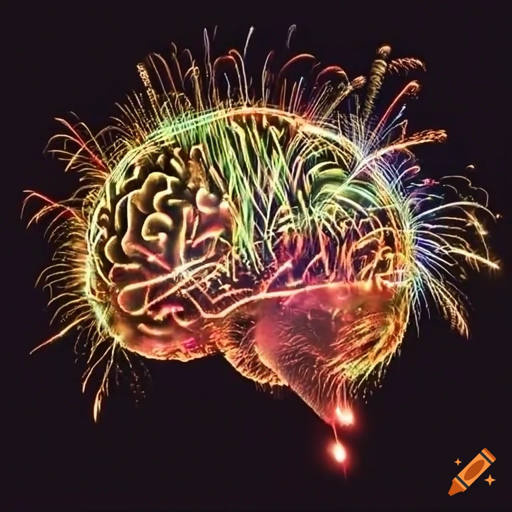 New year fireworks in a brain on Craiyon