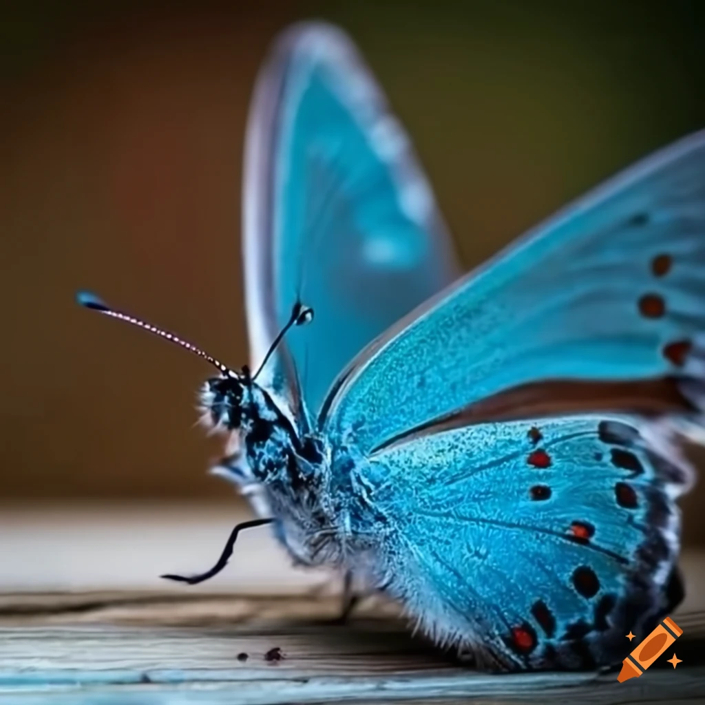 Blue butterfly facing the camera on Craiyon