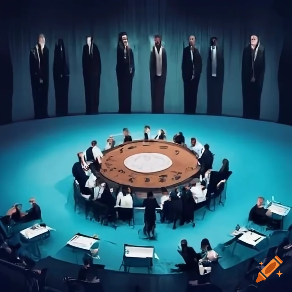 World leaders engaged in a passionate debate in a conference room on ...