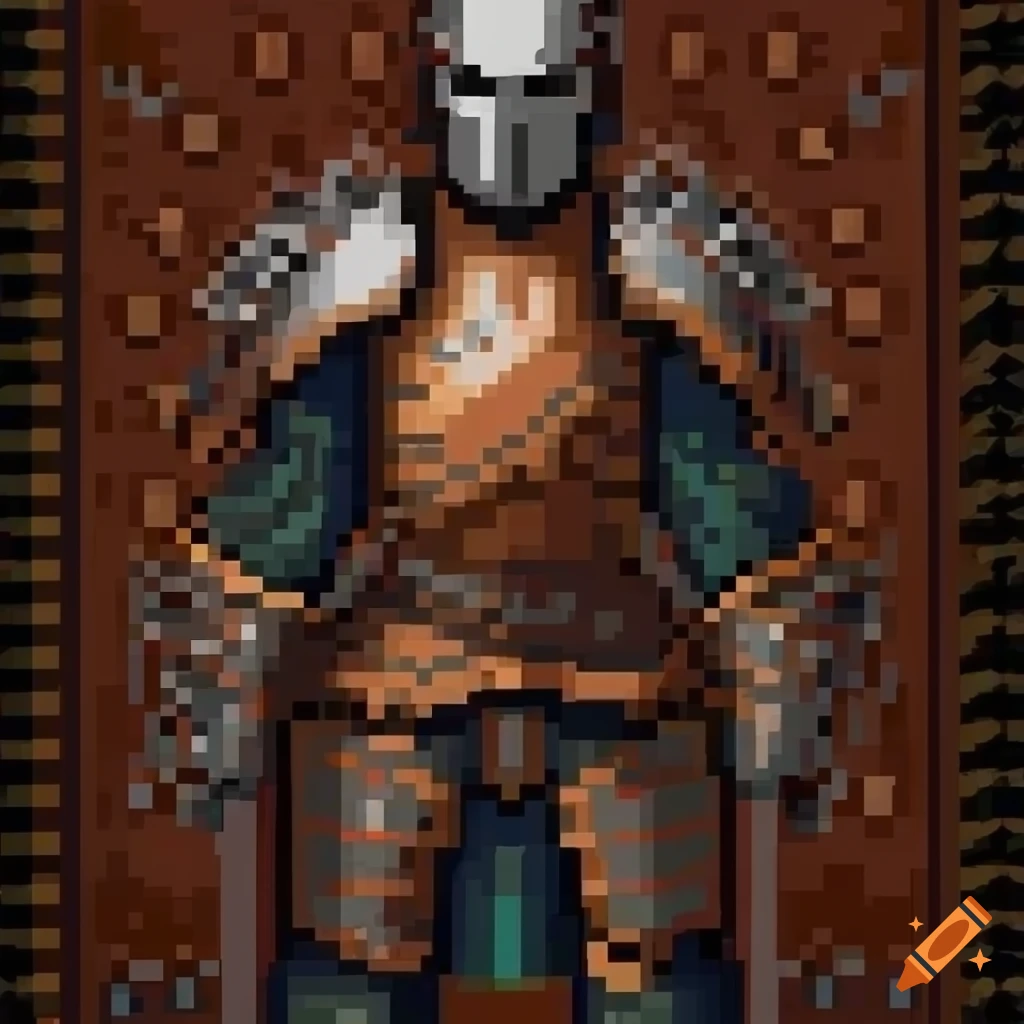Pixel art of leather armor in isometric view on Craiyon