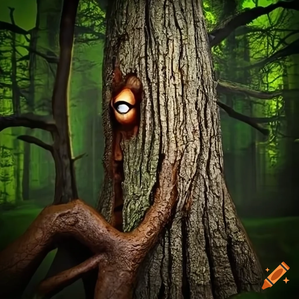 Rotten tree monster sculpture made from tree bark on Craiyon