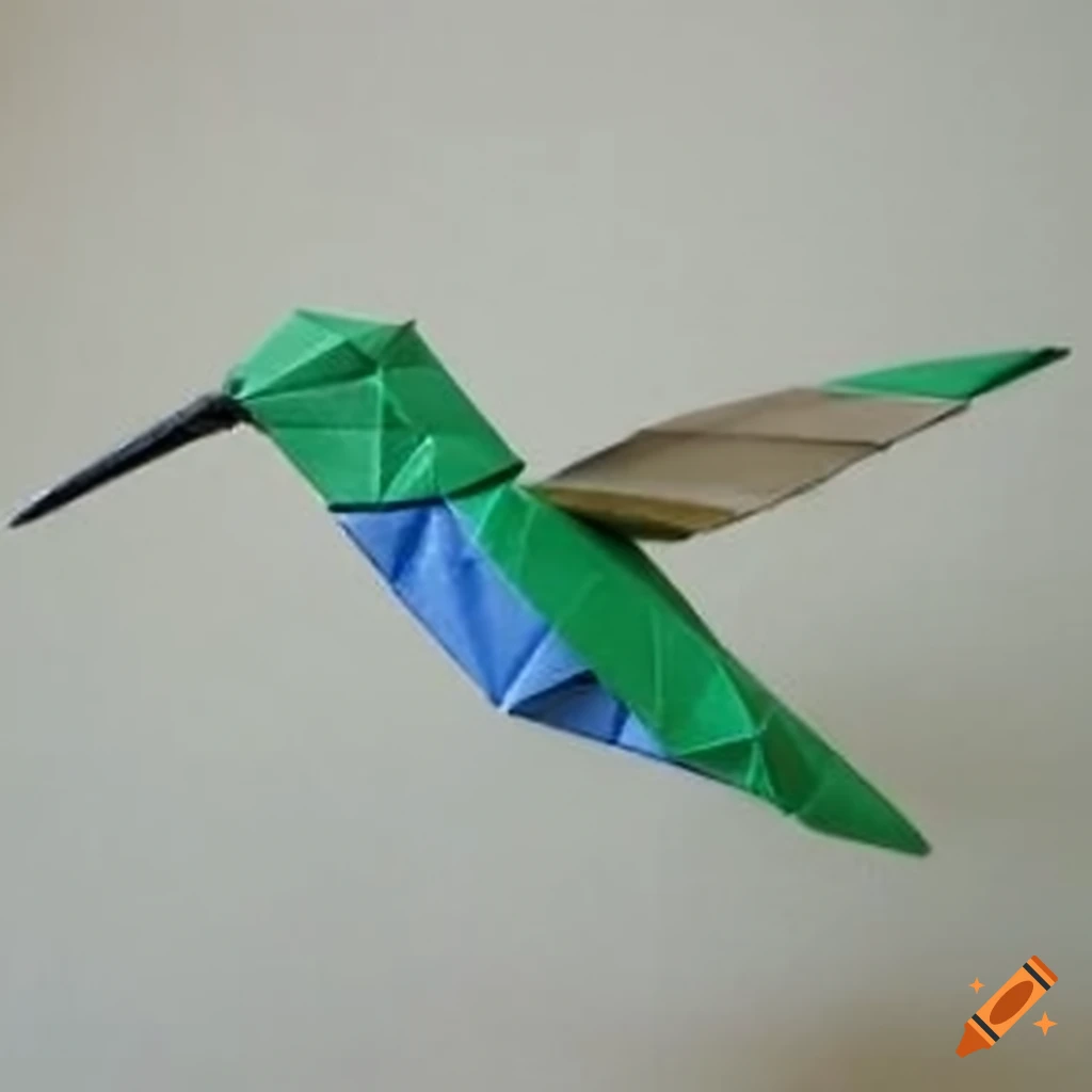 Hummingbird papercraft origami figure on Craiyon
