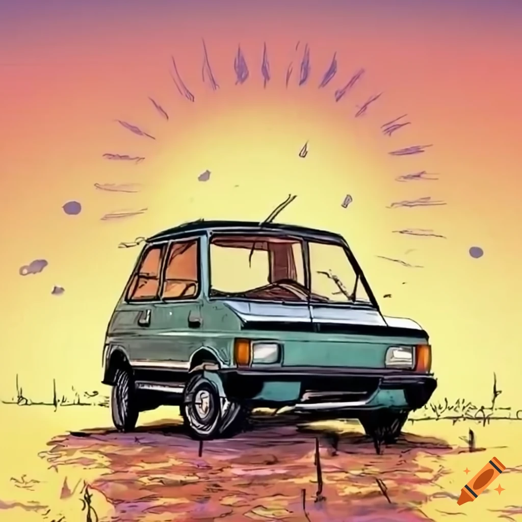 Detailed manga drawing of a 1980 fiat panda on Craiyon