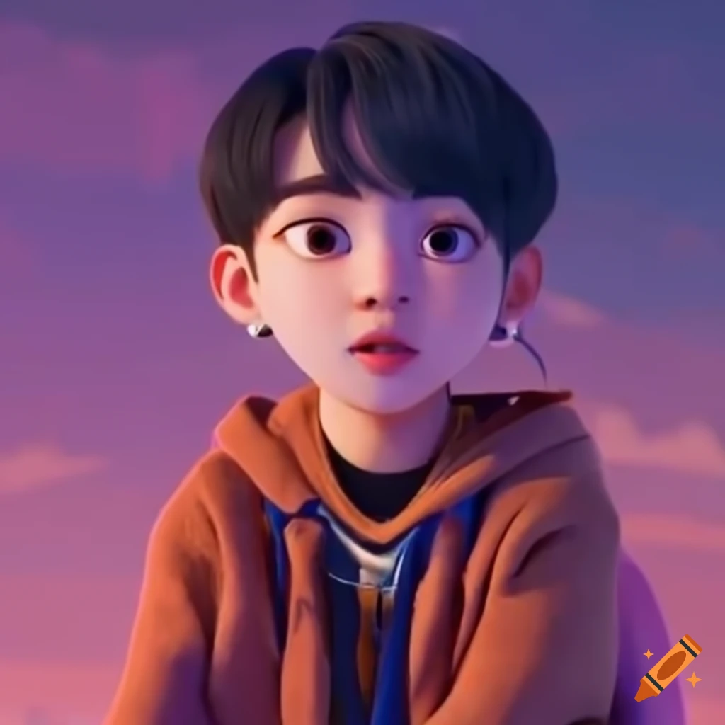 BTS as main characters in Pixar-style animated adventure on Craiyon
