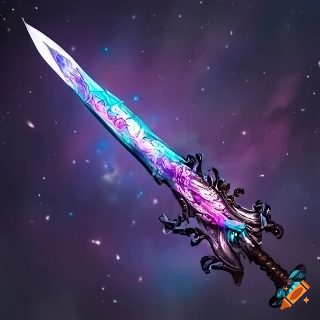 Intricately designed galaxy-like sword on Craiyon