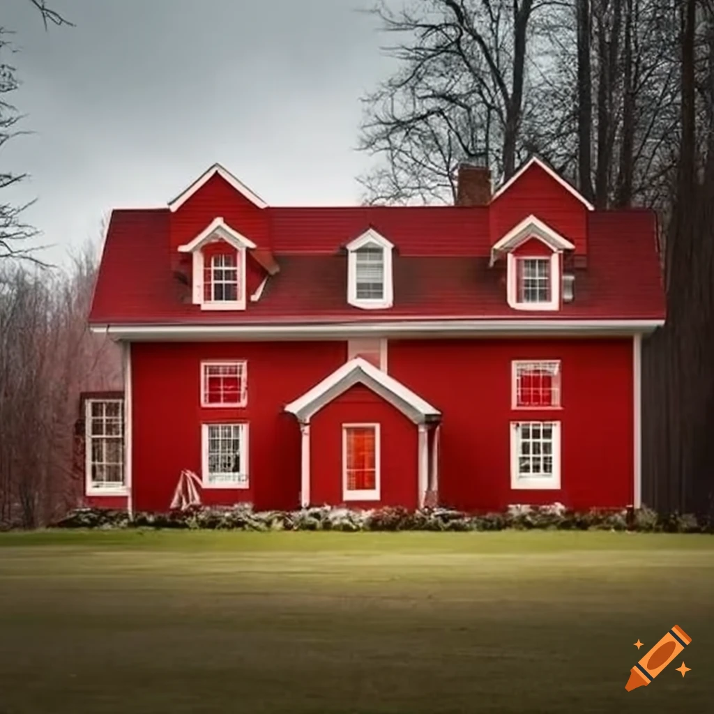 Red country house representing the four seasons on Craiyon