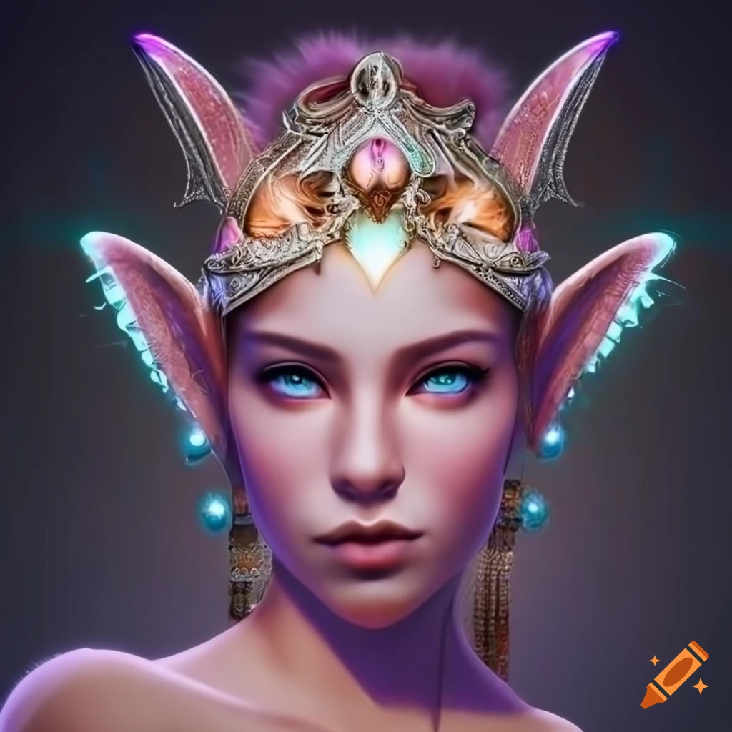Hyperrealistic octane render of a female elf fairy goddess with shining ...