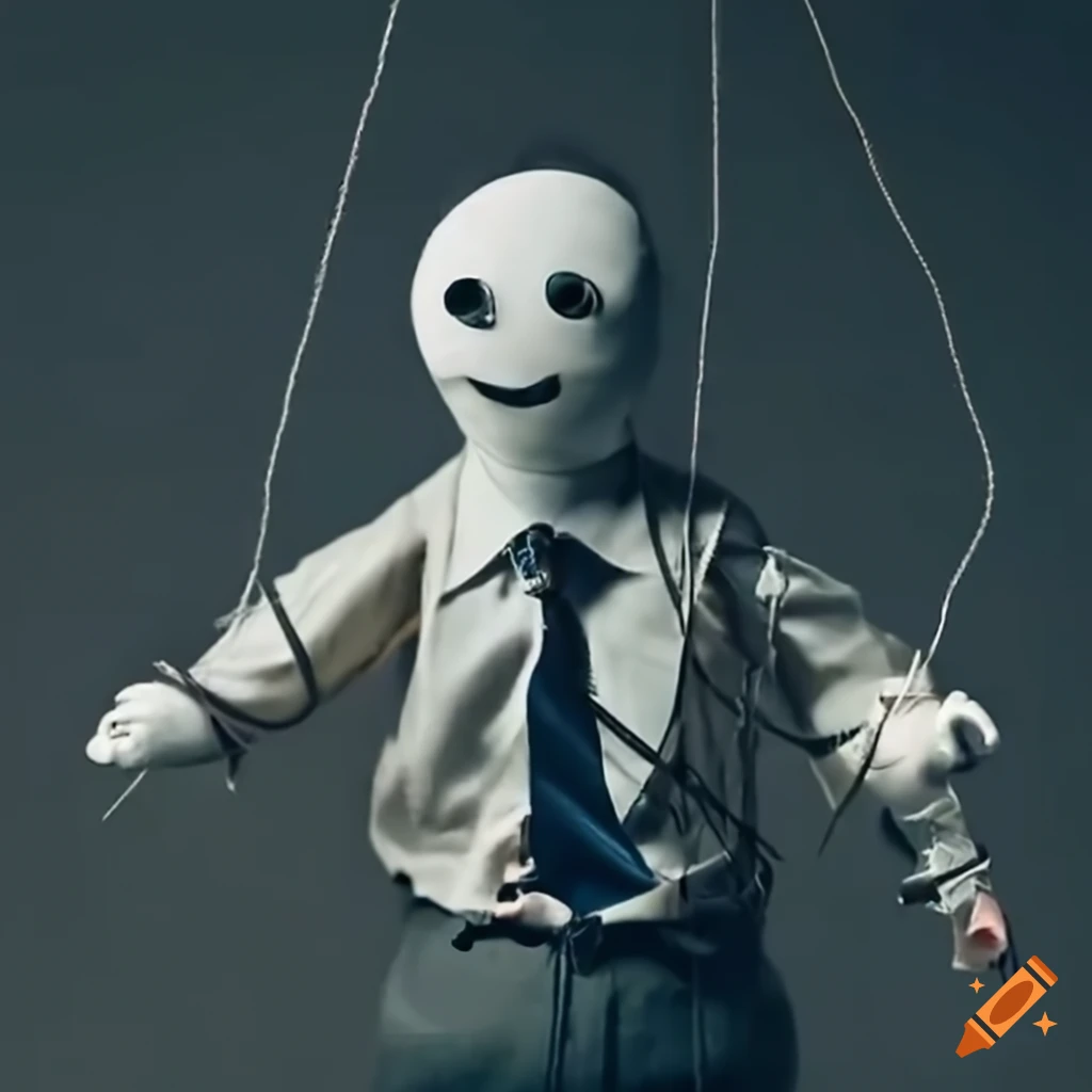 Puppeted office workers on strings on Craiyon