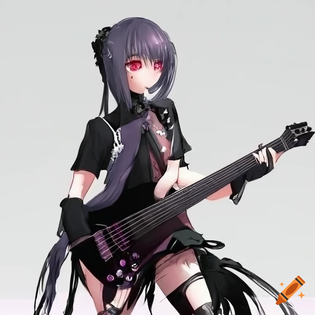 Japanese gothic anime character with electric guitar on Craiyon