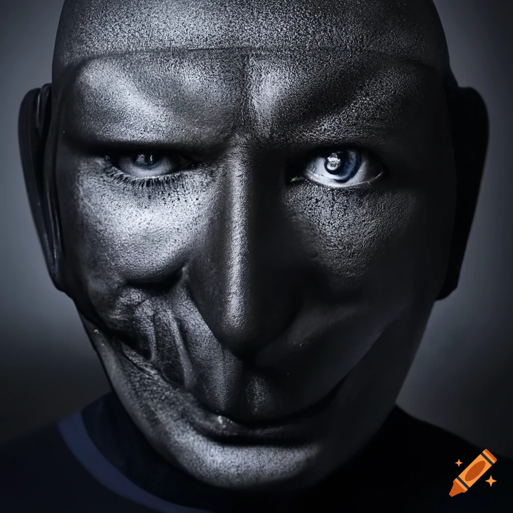 Exaggerated face features on the cover of a surreal big black gothic ...