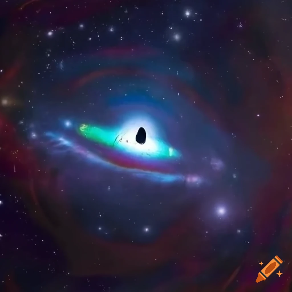 Celestial expanse with a lifelike portrayal of a black hole brimming ...