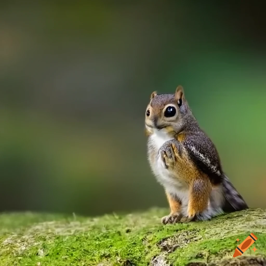 Squirrel-owl hybrid in a full body view on Craiyon