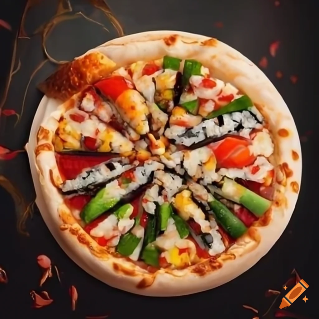 Sushi pizza on Craiyon