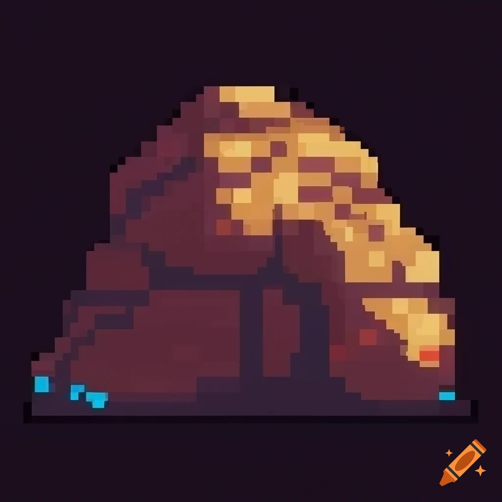Detailed pixel art of a boulder on Craiyon