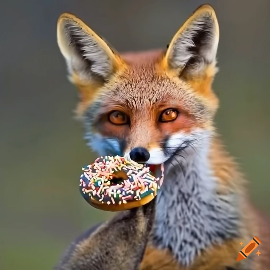 Fox enjoying a donut on Craiyon