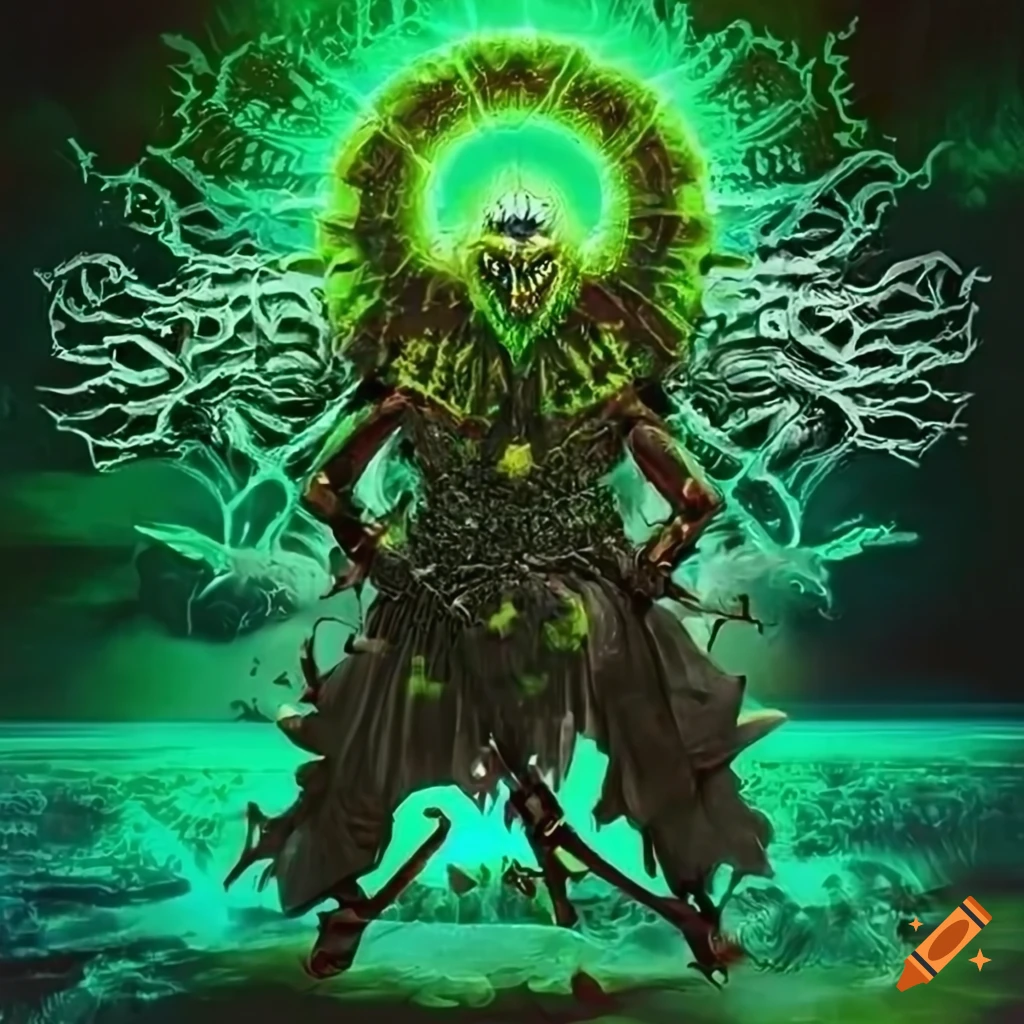 Chaos god of green consciousness ninja punk on Craiyon